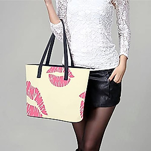 Womens Handbag Lips Pattern Leather Tote Bag Top Handle Satchel Bags For Lady