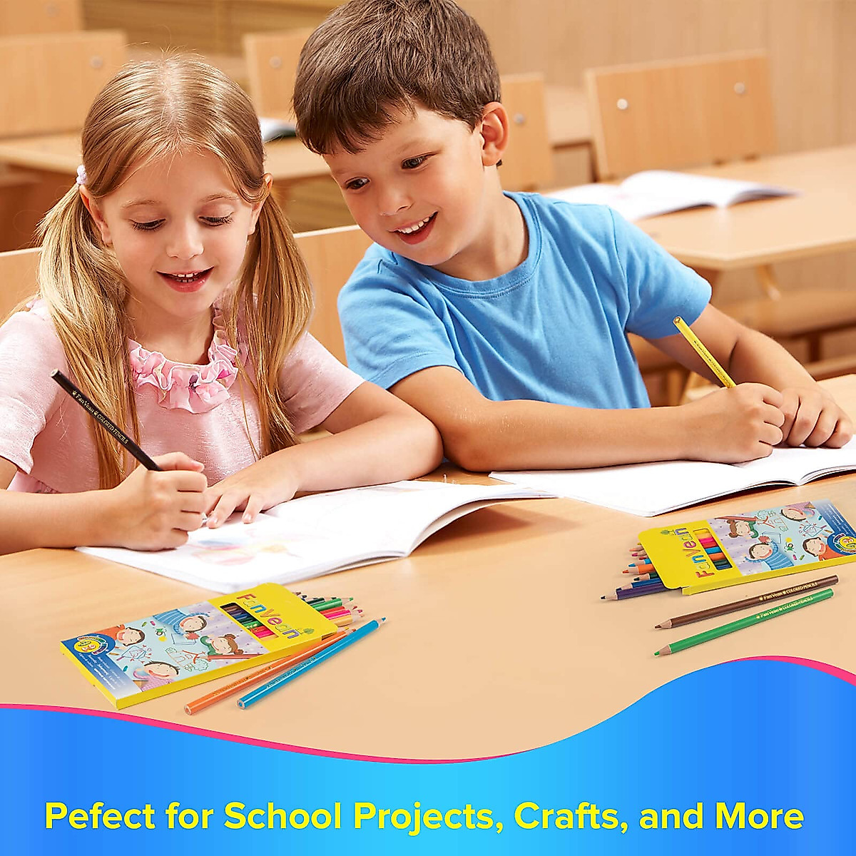 FanVean Colored Pencils,12 Count Presharpened Color Pencil,Classroom Set,School Supplies for Kids