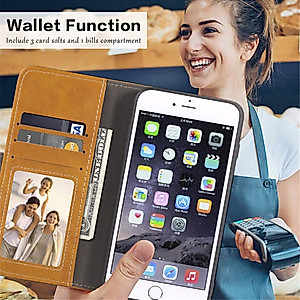 for Gigaset GS110 Case, Leather Wallet Case with Cash & Card Slots Soft TPU Back Cover Magnet Flip Case for Gigaset GS110 (6.1”)