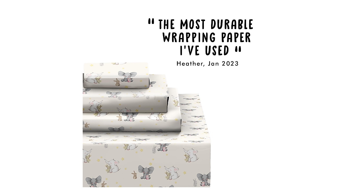 Elephants & Bunnies Baby Gift Wrap - Eco-Friendly UK Design
