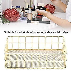 Kuuleyn Wire Mesh Basket, Golden Iron Storage Basket Multifunctional Wire Mesh Desktop Storage Organizer for Home(Large)