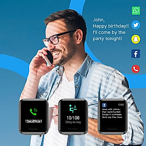 Beantech SEAGO S3 Smart Watch, Touch Screen Watch for Men, Fitness Tracker & Heart Rate Monitor, IP68 Waterproof, Compatible Android & iOS Smartphone, Fitness Watch Bundle with 3 Extra Straps