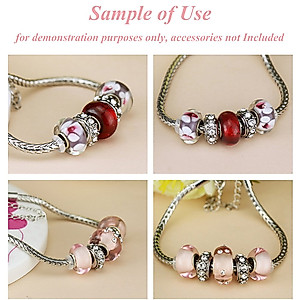 RUBYCA 20pcs 20cm Snake Chain 18KGP Silver Plated Charm Bracelet European Bead Lobster Heart Clasp