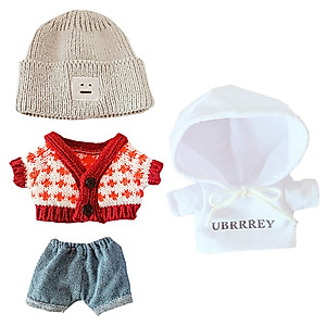 niannyyhouse Sweater Suit 4-Piece Set Dress Up Hat Jeans Hoodie 7.8in（20cm） Plush Doll Clothes Accessories