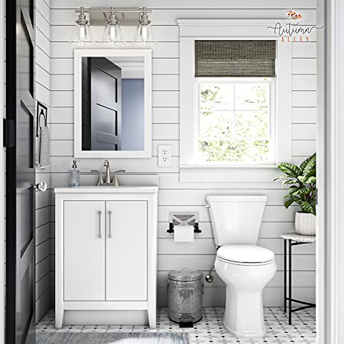 Autumn Alley Farmhouse Bathroom Trash Can - Galvanized Trash Can with Lid and Pedal for Rustic Bathroom, Farmhouse Kitchen Trash Can, Country Home Décor, 5L, 1.3 Gallon, Galvanized Grey