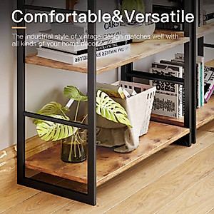 ODK Bookshelf, 4 Tier Shelf Storage Organizer, Modern Book Shelf with Metal Frame for Bedroom, Living Room and Home Office, Rustic Brown