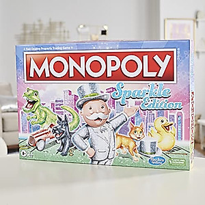 Hasbro Gaming Monopoly Sparkle Edition Board Game, Family Games, with Glittery Tokens, Pearlescent Dice, Sparkly Look, (Amazon Exclusive)
