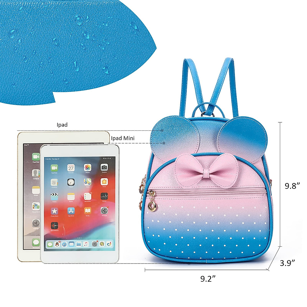 KL928 Girls Mini Backpack Bowknot Polka Dot Cute Daypacks Convertible Shoulder Bag Purse for Women