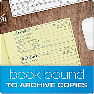 Adams Money and Rent Receipt Book, 2-Part, Carbonless, White/Canary, 7-5/8" x 10-7/8", Bound Wraparound Cover, 200 Sets per Book, 4 Receipts per Page (DC1182)