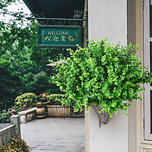 Artificial Plants Flowers Fauk Boxwood Shrubs 6 Pack Artificial Farmhouse Greenery Stems Fake Plastic Plants Lifelike Greenery Foliage with 42 Stems for Home Garden Patio Yard Indoor Outdoor Decor