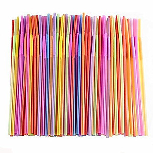 Mr.S Shop Flexible Straws of 100 pieces, Colorful Disposable Extra Long Bendable Plastic Drinking Straws Summer must-haves
