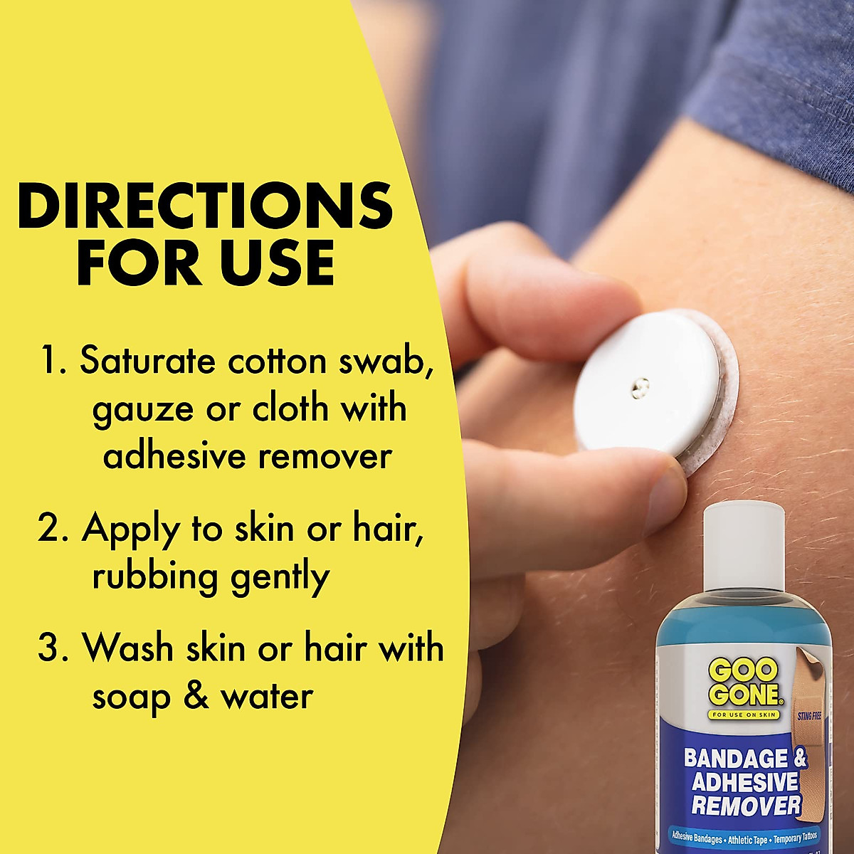 Goo Gone Bandage Adhesive Remover For Skin - 8 Ounce - Safe Method to Remove Sports Tape, KT Tape, Temporary Tattoos, Ink, Medical Bandages and More