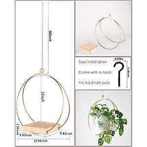 Dravmola Boho Macrame Plant Hanger - Gold, Indoor Use, Hanging Pot Not Included