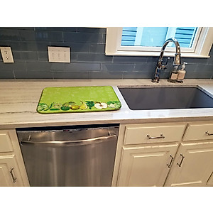 Caroline's Treasures BB5135DDM Fruits and Vegetables in Green Dish Drying Mat Absorbent Dish Drying Mat Pad for Kitchen Counter Dish Drainer Mat for Countertop, 14 x 21", Multicolor