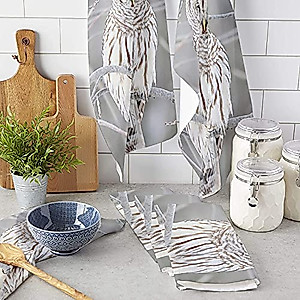 CirCleO Cotton Kitchen Towels 2 Pack, Winter Owl Branches Animal Kitchen Dish Towels, Absorbent Dish Cloths/Bar Towels/Tea Towels/Hand Towels with Hanging Loop, Ultra Soft