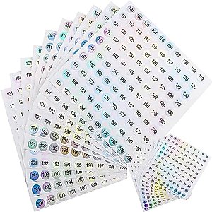 RIVEENY 20 Sheets 1 to 200 Consecutive Laser Number Stickers, Small Round Labels Self Adhesive Tags Stickers, Home School Office Decoration