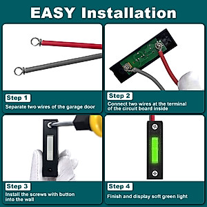 Universal Garage Door Opener Wire Switch, Replacement Wired Lighted Garage Push Doorbell Button Suitable with Low Voltage Chime System