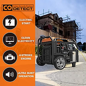 GENMAX Portable Inverter Generator, 6000W open frame Gas Powered High Speed Engine with Electric Start, Ultra Lightweight for Backup Home Use & Job Site，EPA Compliant (GM6000XiE)