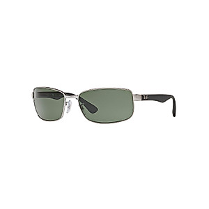 Ray-Ban RB3478 Rectangular Sunglasses, Gunmetal/Green Polarized, 60 mm
