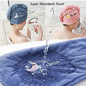 Ladies Quick Dry Towel, Super Absorbent Coral Velvet Ladies Towel Set, Soft Hair Drying Towel with Embroidery, with Embroidery, Suitable for Children and Ladies (5pcs)