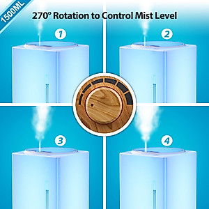 1500ml Aroma Essential Oil Diffuser Large – Exqline Diffuser for Essential Oils Large Room Large Aromatherapy Diffuser Large Room Unique Diffuser Humidifier for Essential Oils (Wood Grain)