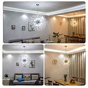 Qamra Modern Crystal Gold Chandeliers, Firework Dandelion Sputnik Chandelier Light Fixture Pendant Lighting for Dining Room, Bedroom, Kitchen, Living Room(12-Light, Gold)