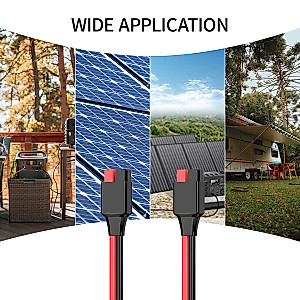 ELFCULB 12AWG 10FT Anderson Extension Cable 2 6 10 20 35 50FT Solar Extension Cable Anderson Connector for Portable Power Station Solar Generator Solar Panel (10FT)