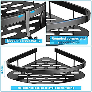DeaGenlte Corner Shower Caddy, 3-Pack Shower Caddy Corner Shelf, No Drilling Adhesive Shower Wall Caddy with 4 Hooks, Shower Caddies for Kitchen, Dorm and Bathroom