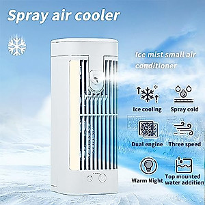 Latest Version Summer Air Conditioners, High Power Automatic Remote Head Air-Conditioner, USB Air-Conditioner Humidifier with 3-Speed with Automatic Head Shaking for Office Bedroom