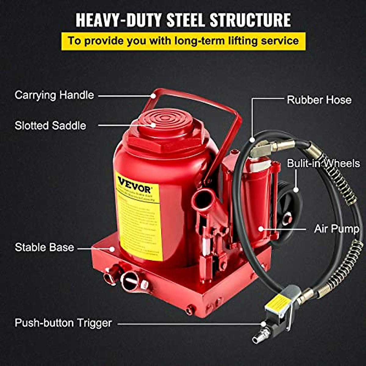 Bestauto Bottle Jack 50 T, Car Jack Hydraulic Floor Jack 110000LBS with Pneumatic & Manual Hand Pump, Air Jack Heavy Duty Auto Truck Repair Lift