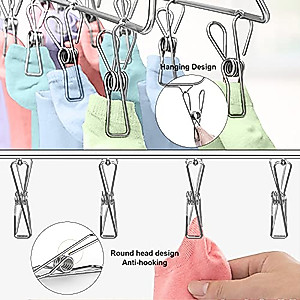 40 Pack Stainless Steel Clothes Pins, Stainless Steel Laundry Hanging Clothesline Clips Clothes Pegs for Washing Line Clothes Pegs Strong Card Pegs Metal Clips Fabric Clips for Clothes, Paper Files