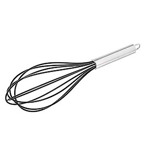 AmazonCommercial Stainless Steel & Silicone Non-Stick Coated Whisk, 12 Inch