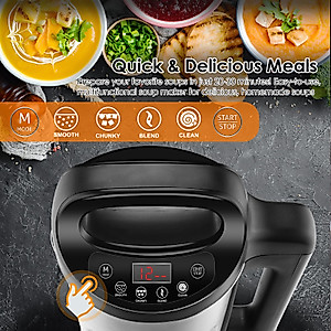 1.6L Soup Maker Machine, Stainless Steel Programmable Soup Maker with Smooth & Chunky Settings, Anti-Dry Burn, Overfill Sensors, and Self-Cleaning Mode for Quick Soups, Baby Food, and Home Use Black