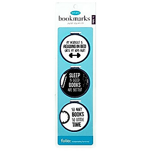 Just Clip it! Quote Bookmarks - (Set of 3 clip over the page markers). Funny Bookmark Set - Ideal for Bookworms of all ages. Adults Men Women Teens & Kids love our fun Domed Designs!
