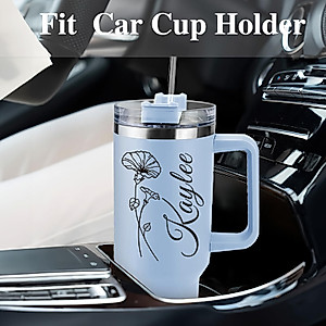 Elemtansy Ships Next Day, Personalized 40 Oz Tumbler with Handle and Straw, Custom Stainless Steel Insulated Tumbler with Name Travel Coffee Mug Personalized Gifts for Women Girls