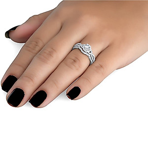 3/4CT Diamond Halo Infinity Engagement Wedding Ring Set 14k White Gold Lab Grown - Size 7