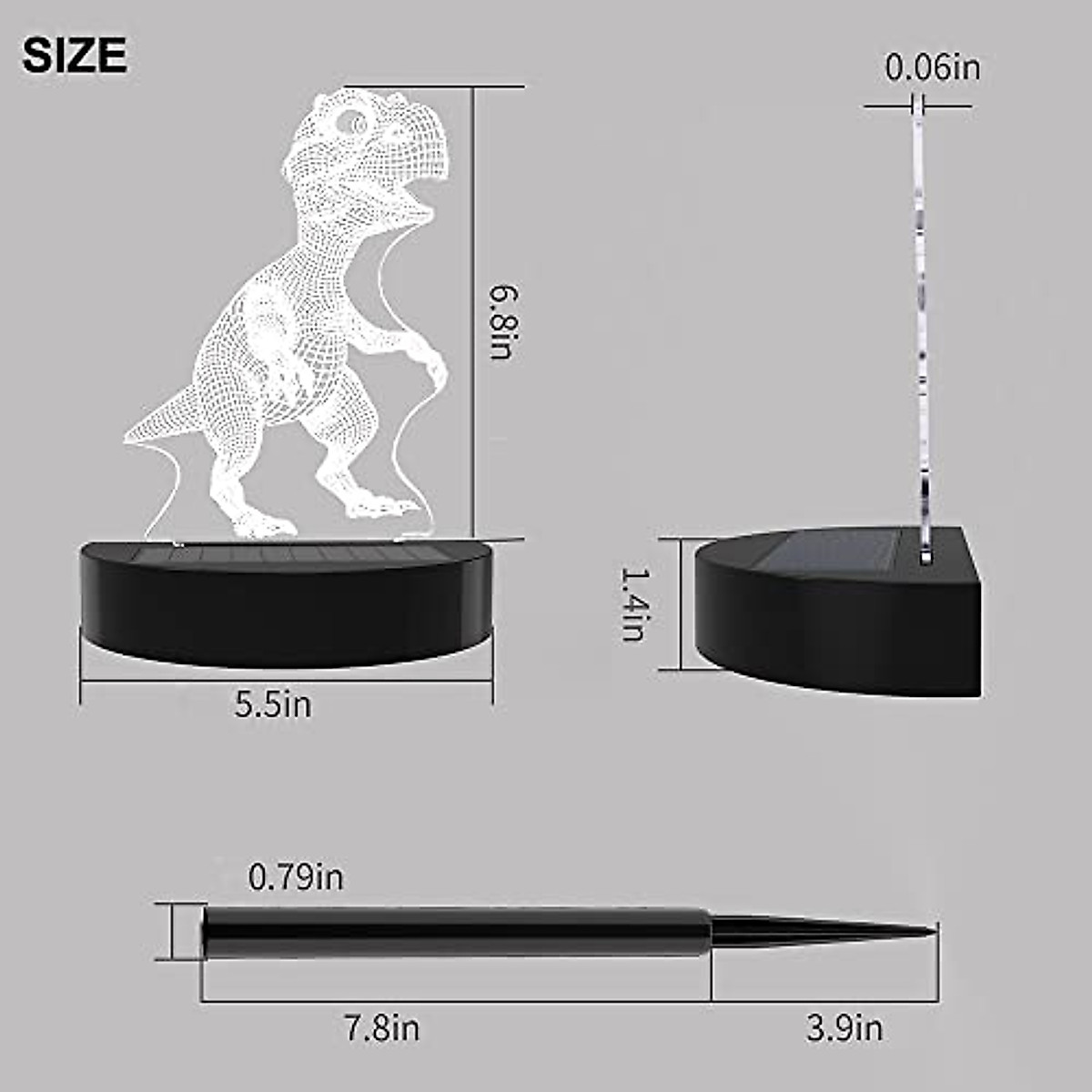 AVEKI Solar Garden Lights LED Landscape Light with 3D Dinosaur Pattern Colors Changing Night Light Auto On/Off Lawn Lights for Garden Yard Sidewalk Driveway Walkway