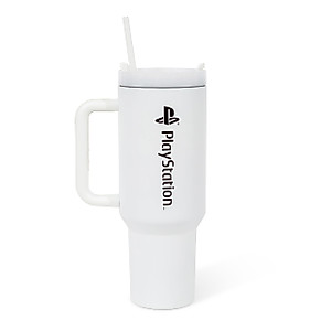 Pyramid America PlayStation Controller Icons Metal Travel Tumbler With Leak-Resistant Lid and Reusable Straw | Holds 40 Ounces