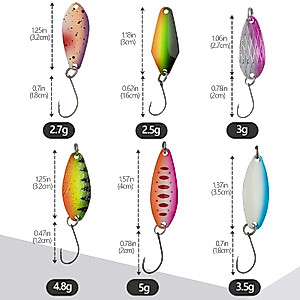 QualyQualy Fishing Spoon Lure Assortment, 30pcs Colorful Trout Lure Set Casting Metal Fishing Lure Trolling Spoon Lure Single Hook Tackle Kit