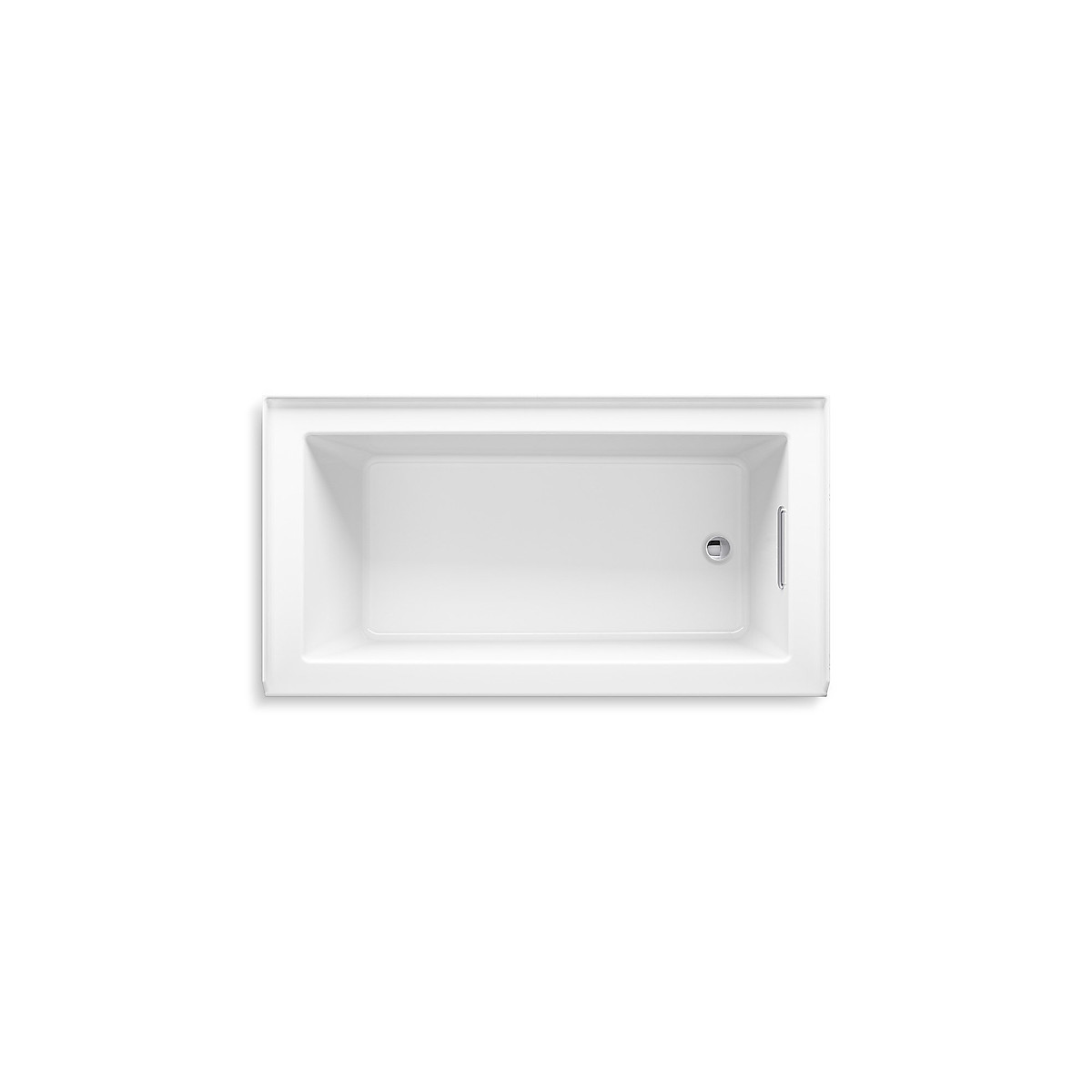 KOHLER K-1957-RA-0 Underscore Rectangle 60-Inch x 32-Inch Alcove Bath, Integral Flange and Right-Hand Drain, White