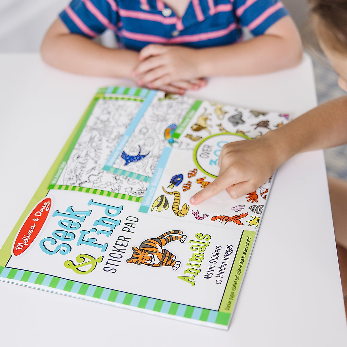 Melissa & Doug Seek and Find Sticker Pad, Animals (300+ Stickers, 14 Scenes to Color) - FSC Certified