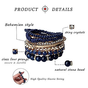 SAILIMUE 6 Sets Bohemian Stackable Bead Bracelets for Women Men Stretch Multilayered Bangles Bracelet Set Boho Multicolor Jewelry