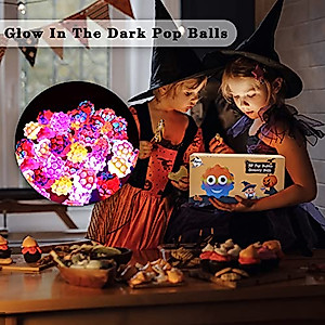16 Packs Halloween Pop Glow Balls It Bulk, Kids Light Party Favors Fidget Stress Poppers Pops Keychain Poppet Set Dark Squishy Toy Box, Girl Boy Stocking Stuffers Birthday Supplies Pinata Filler Gift