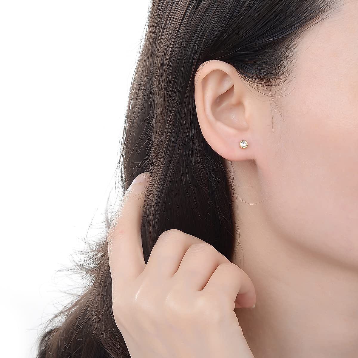 12 Pairs 18K Gold Plated Surgical Stainless Steel Stud Earring, Cubic Zirconia CZ Stud Earrings for Women, Multicolor Birthstone Stud Earrings Set 3mm (Round 3mm)