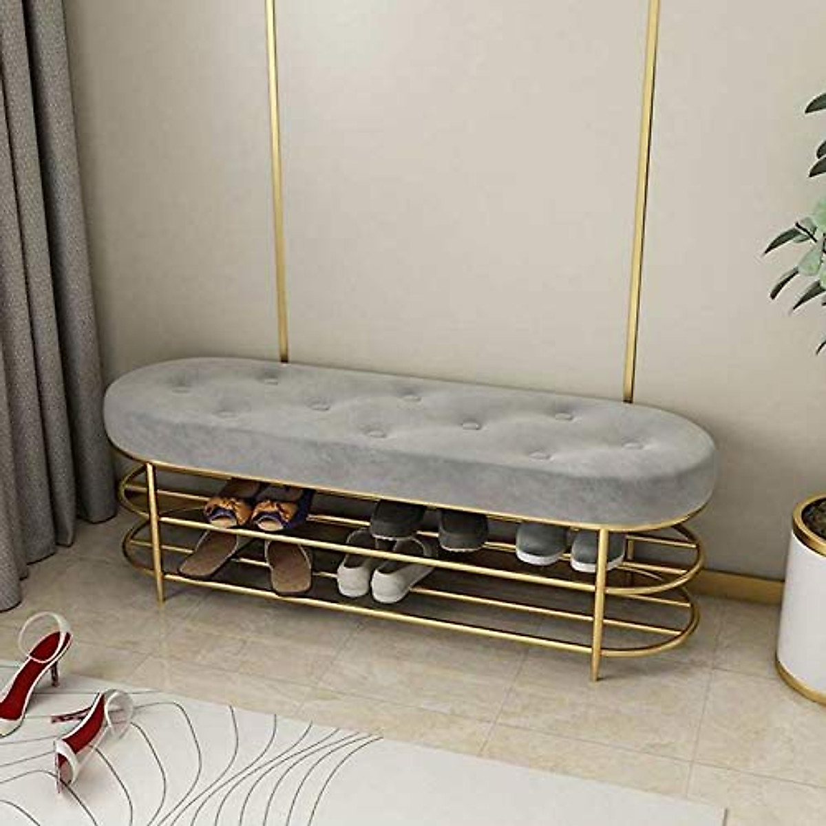 LDCHNH Shoe Stool with 2 Layers Shoe Rack Shelf Sofa Cushion Entrance Door Shoe Cabinet Shoe Stool Storage Stool (Color : D)