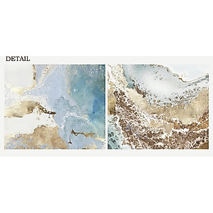 Gold and Blue Abstract Wall Art For Living Room- Framed Modern Print Glass Wall Decor For Office- 4 Piece Artwork for Bedroom Bathroom Home Decoration Ready to Hang 20x20 inches x4