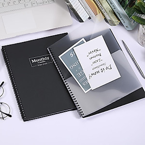 2023-2024 Monthly Planner/Calendar - 18-Month Planner with Tabs & Pocket, July 2023 - December 2024, Contacts and Passwords, 8.5" x 11", Thick Paper, Twin-Wire Binding - Black