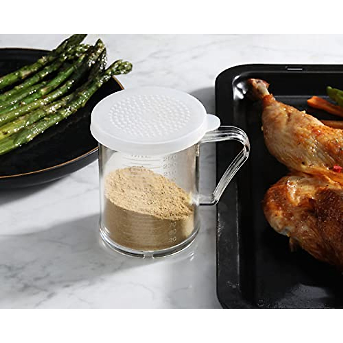 New Star Foodservice 22513 Plastic Dredge with 3 Snap-on Lid, Seasoning Sugar Spice Pepper Shaker, 10 OZ