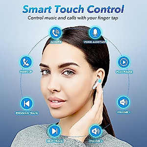 Wireless Earbuds YOHOTA Bluetooth Headphones Bluetooth 5.3 in Ear Light-Weight Built-in Microphone, with Wireless Charging Case & LED Power Display Deep Bass,IPX7 Waterproof Headset for TV Smart Phone