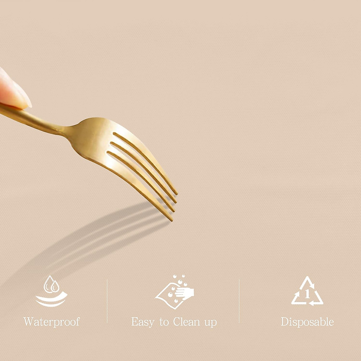 YSYJ 3 Pack Beige Plastic Tablecloth Disposable Rectangular Table Cloth 54 x 108 Inch Table Cover for Parties